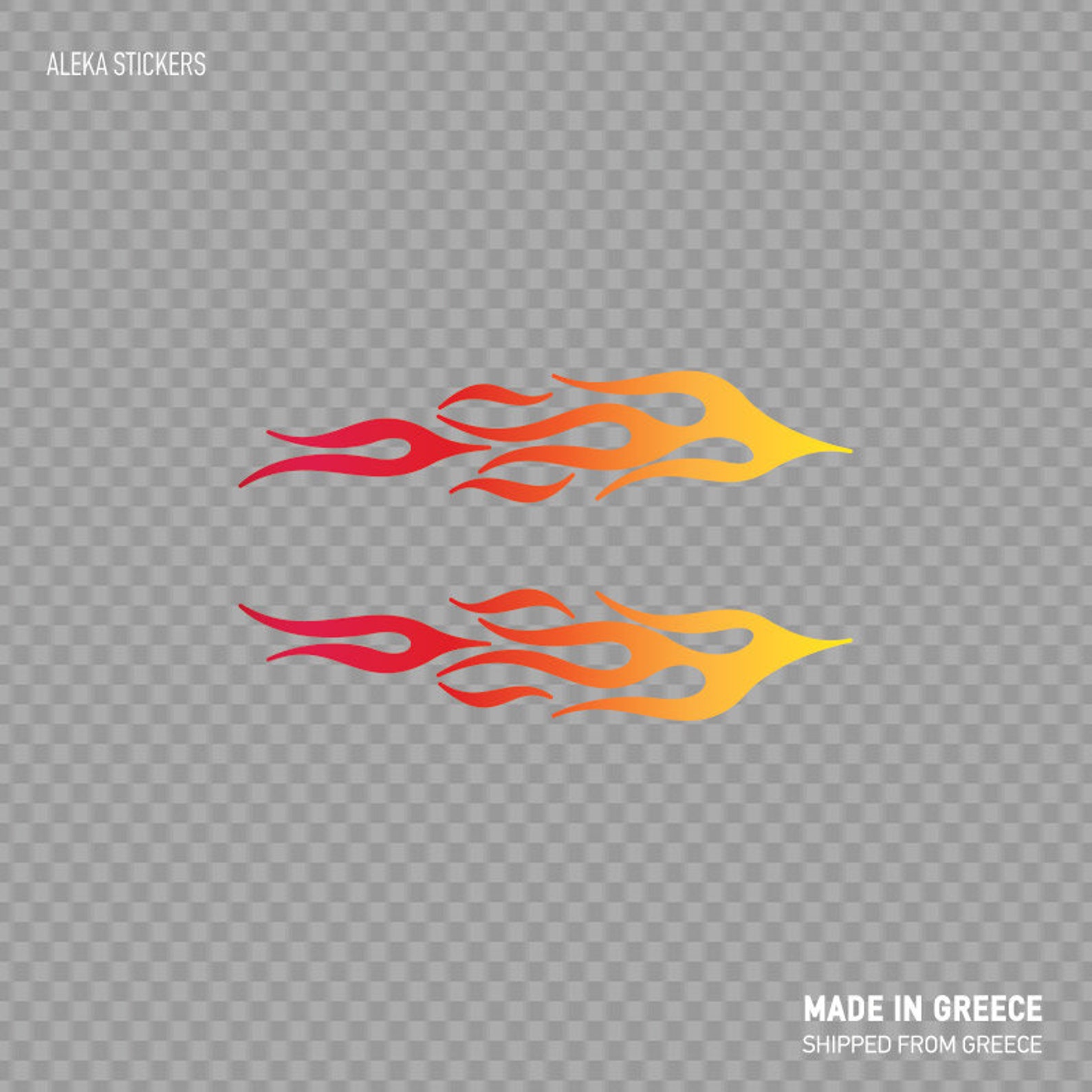 Decal Sticker Pair of Flames Red Orange Yellow Motorbike Car Helmet ATV ...