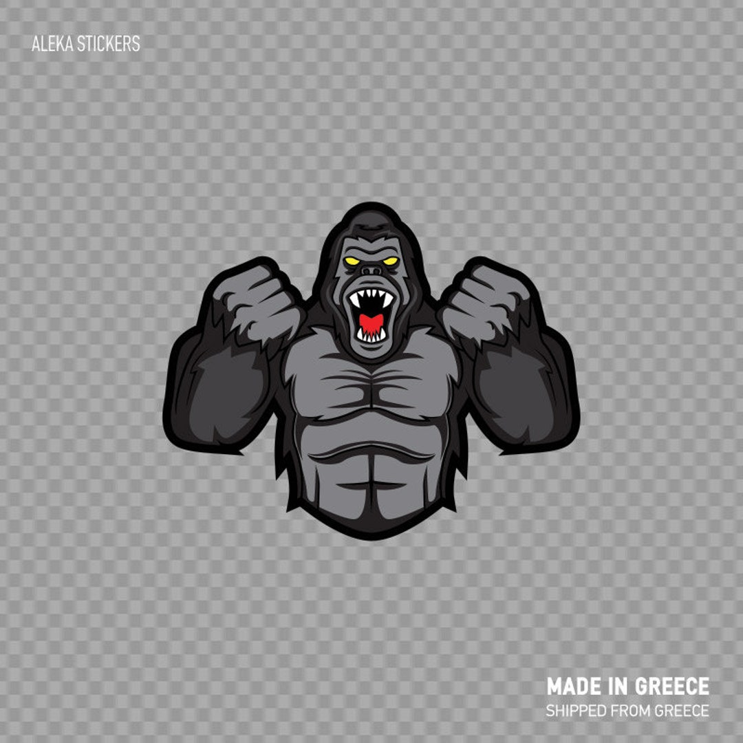 Decal Sticker Powerful Angry Gorilla Ape Forest Jungle Malicious ...