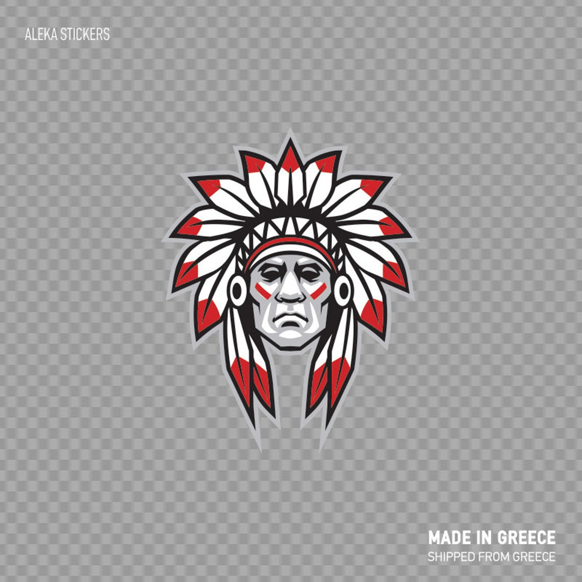 Decal Sticker Native American Chief Head With Feathers Navajo Apache ...