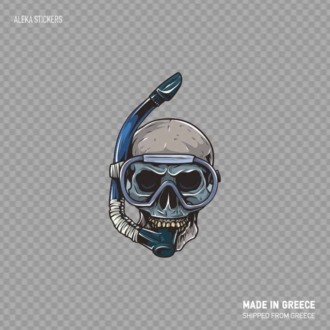 Decal Sticker Skull Scuba Mask Apnea Boat Decoration Deep Water Diving ...