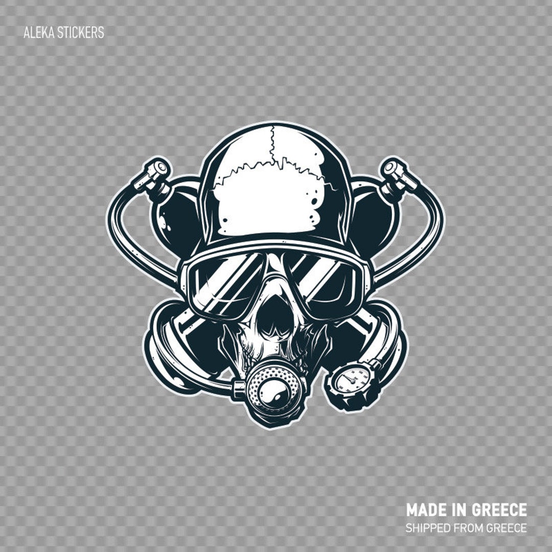 Decal Sticker Scuba Skull Dead Diver Death Diving in Deep Sea ...