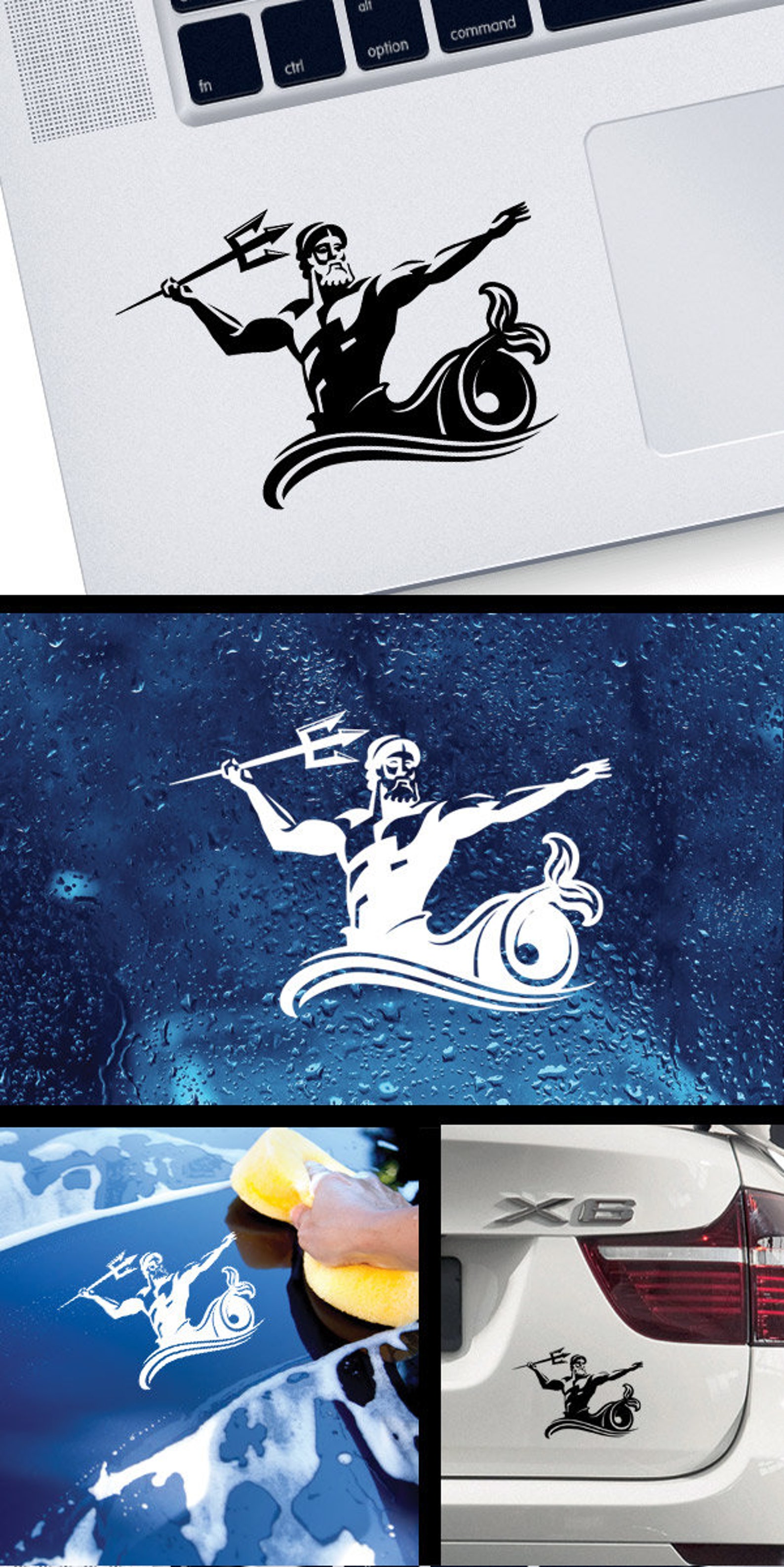 Decal Sticker Sea Ancient Poseidon Figure Mythology God Decorative ...