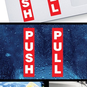 Decal Sticker Push - Pull Safety Information Sign Top Quality Vinyl ...