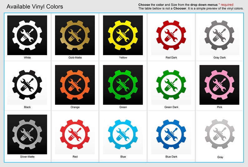 Decal Sticker Mechanic Engineering Symbol Auto-moto Repair Motorbike ...