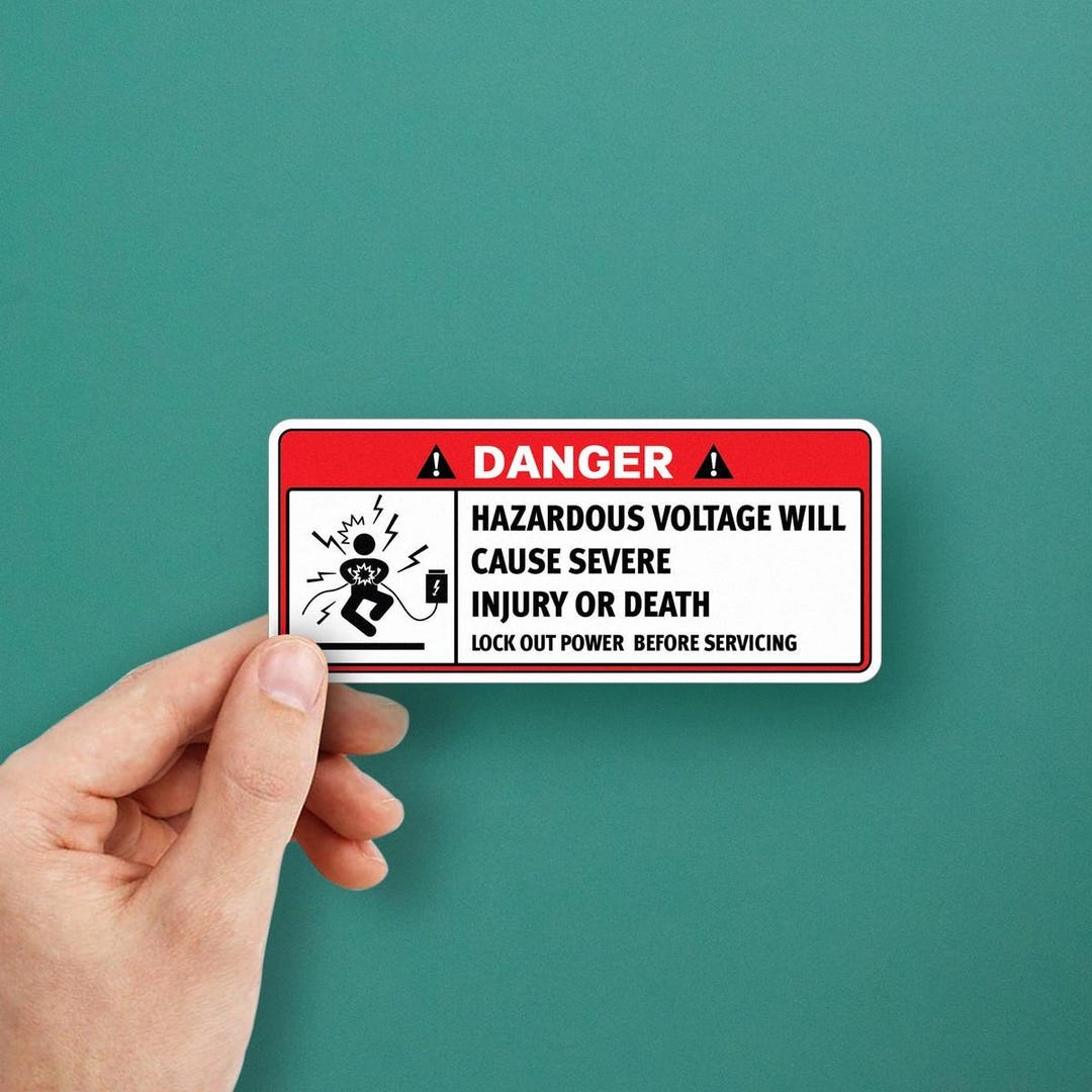 Premium Quality Sticker Decal: Danger of Hazardous Voltage - Lock Out ...