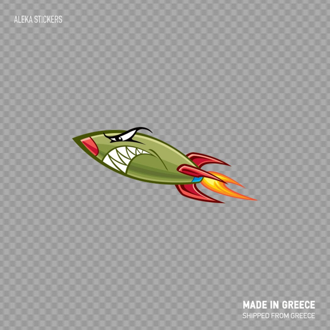 Decal Sticker Angry Rocket Attack Flaming Cartoon W98X6 - Etsy