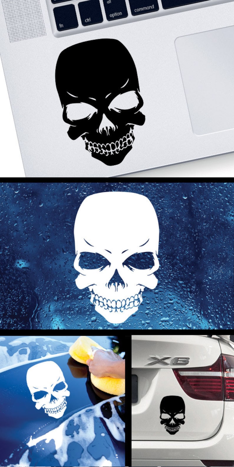 Decal Sticker Skull Fear Extreme Badness Evil Devil Satan Demon Hell ...