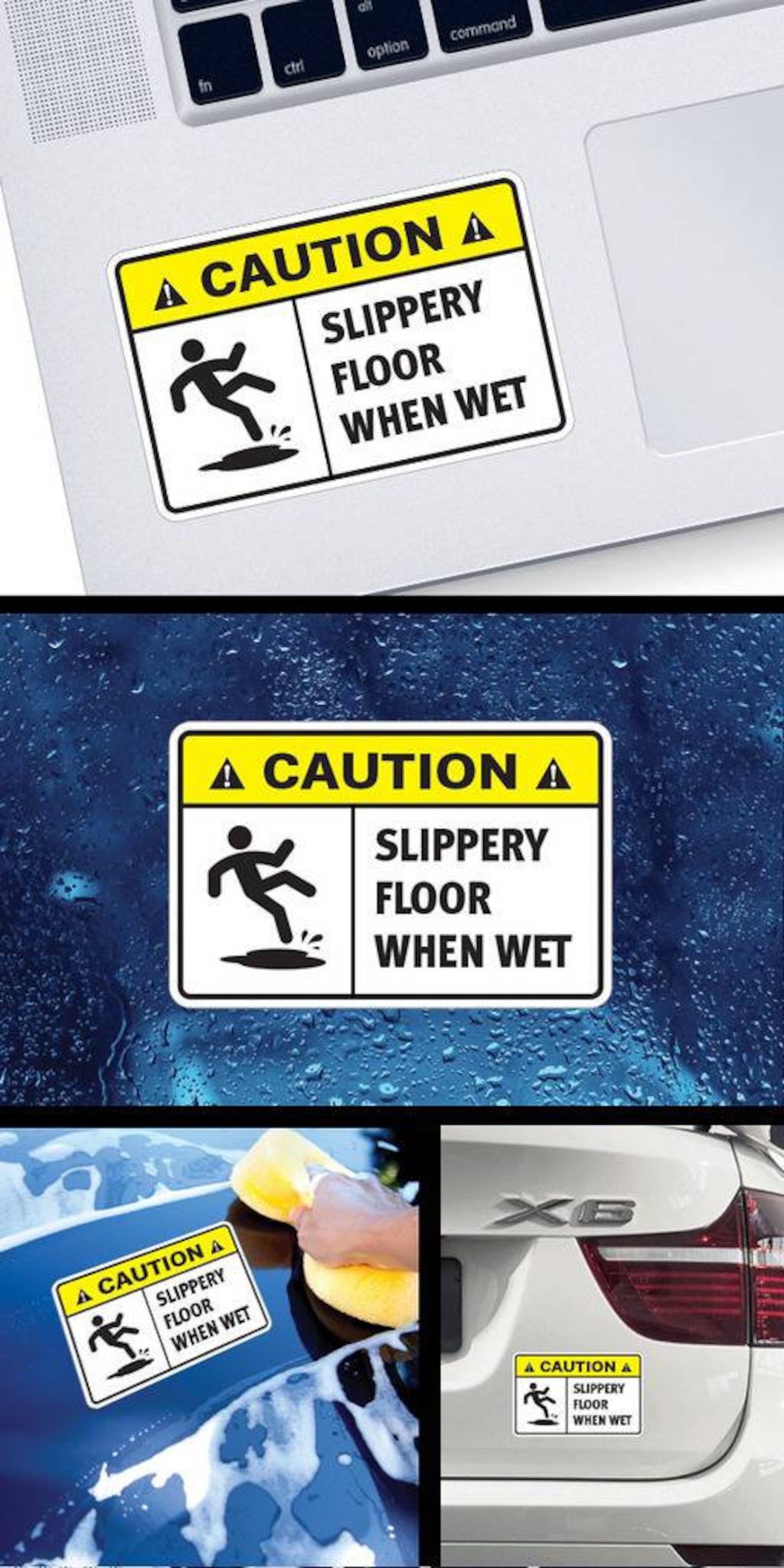 Decal Sticker Caution Slippery Floor When Wet. Safety Sign Waterproof ...