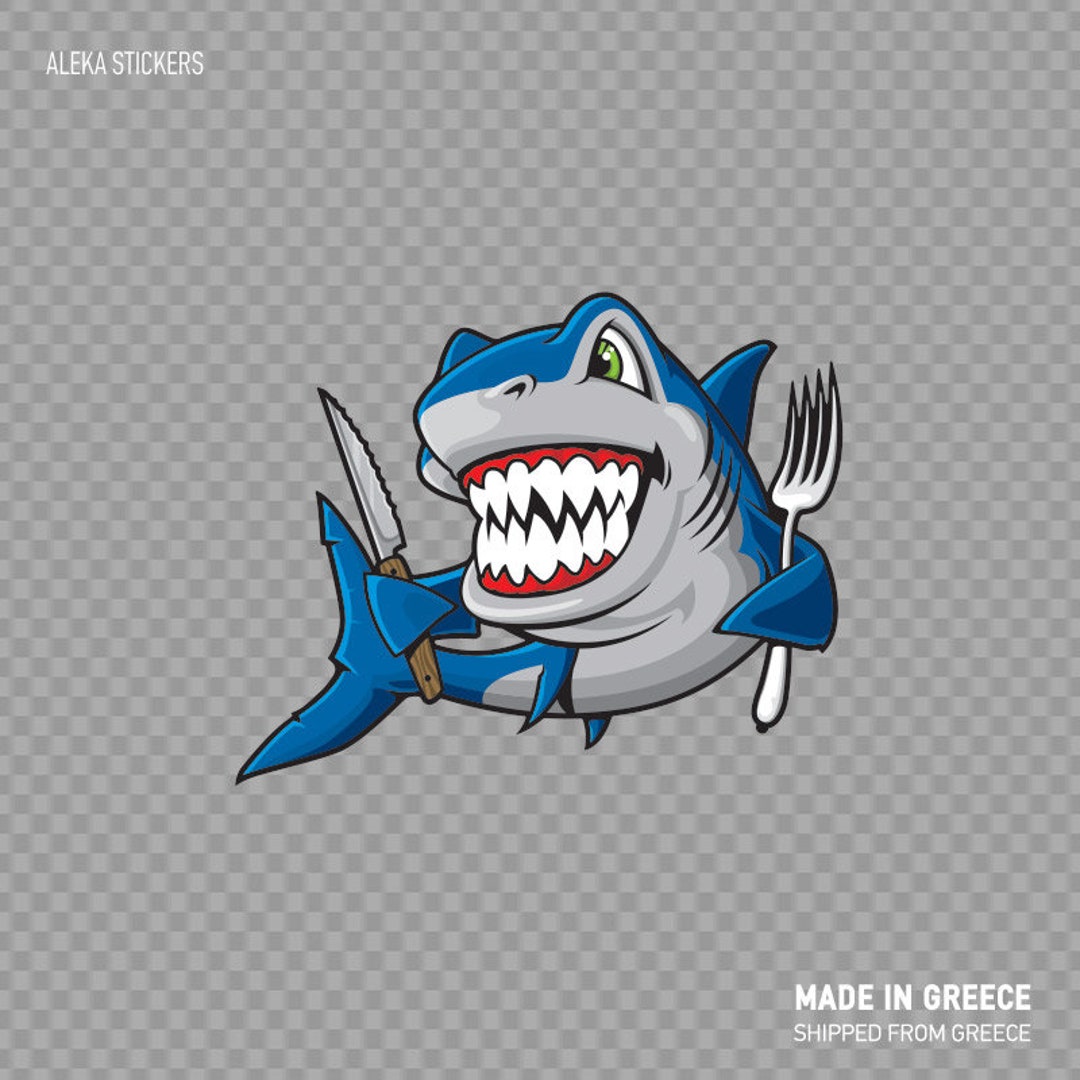 Decal Sticker Shark Hungry Shop Decoration Food Sea Saltwater Fish Top ...