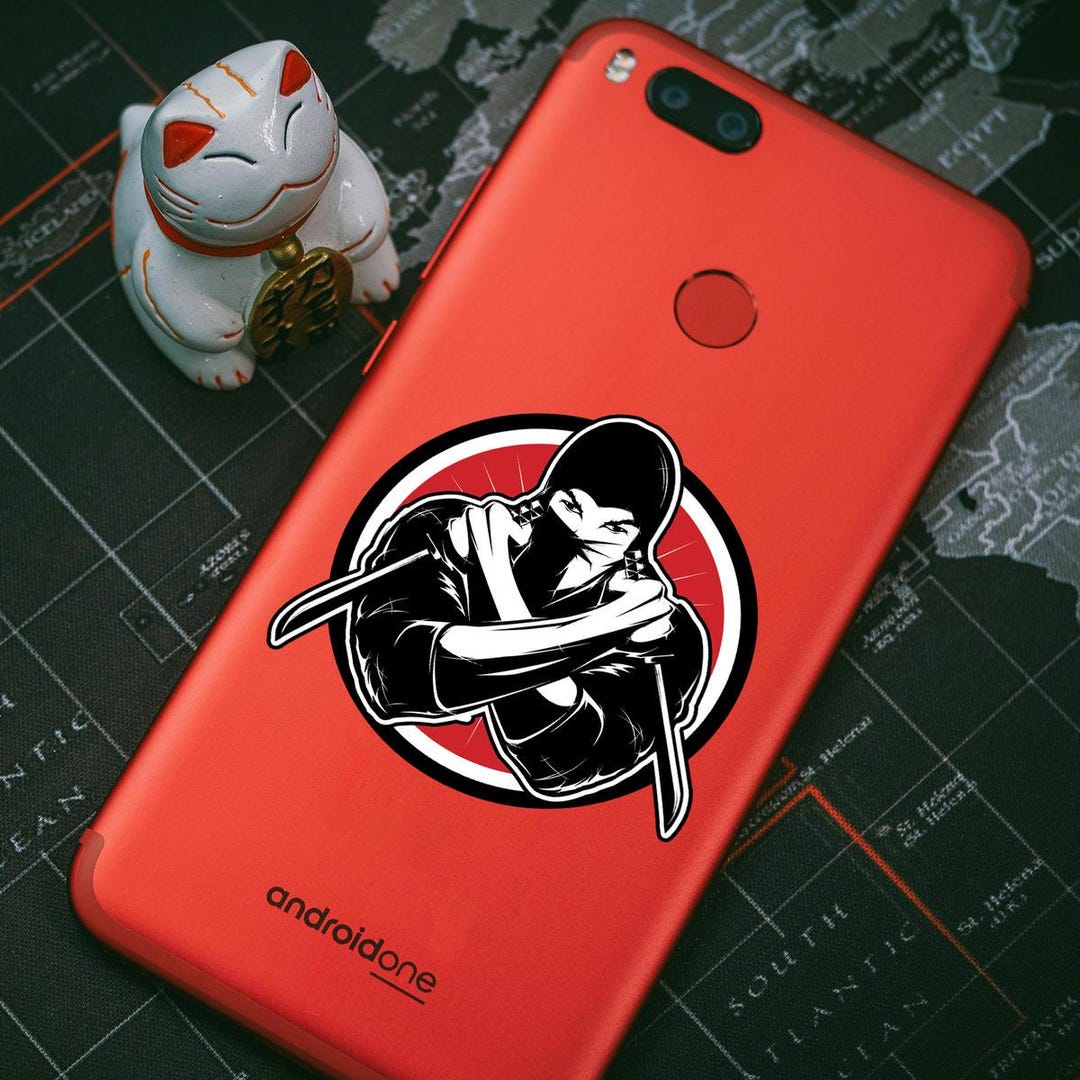Ninja Warrior Silhouette Sticker – Bold Black and Red Ninja Decal for ...