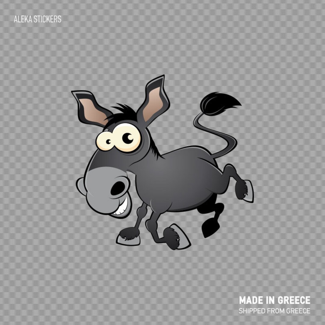 Decal Sticker Donkey Cartoon Happy Smile Funny W9242 - Etsy