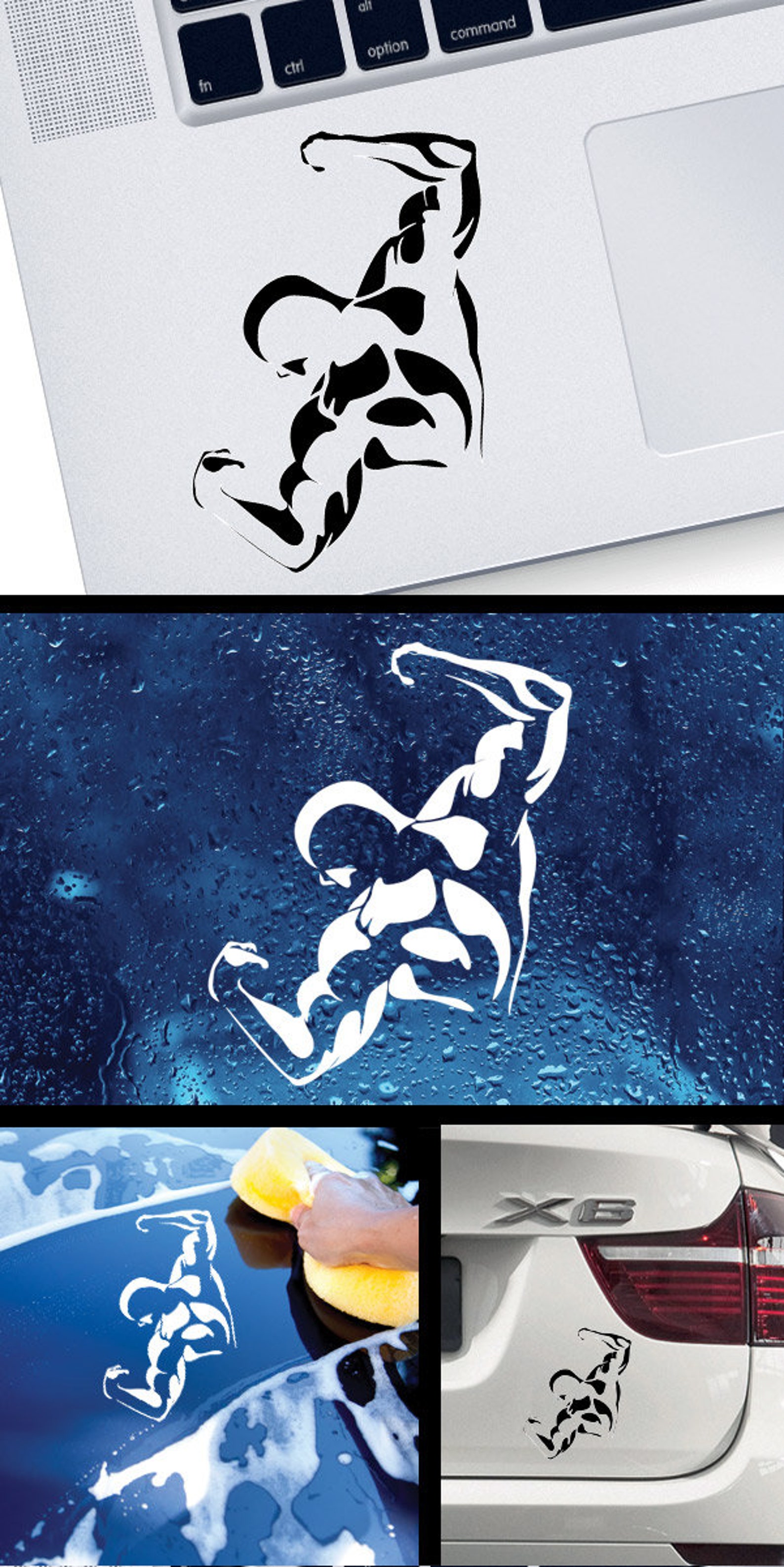 Decal Sticker Body Builder Gym Physical Exercise Strength Flexibility ...