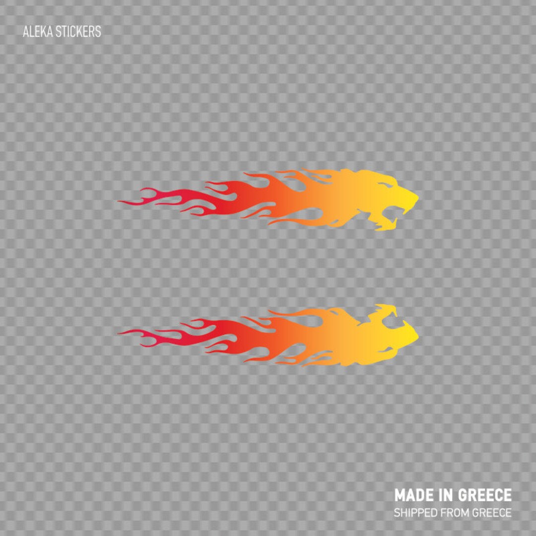 Decal Sticker Pair of Wolves Flames Tribal Racing Flamed Helmet ...
