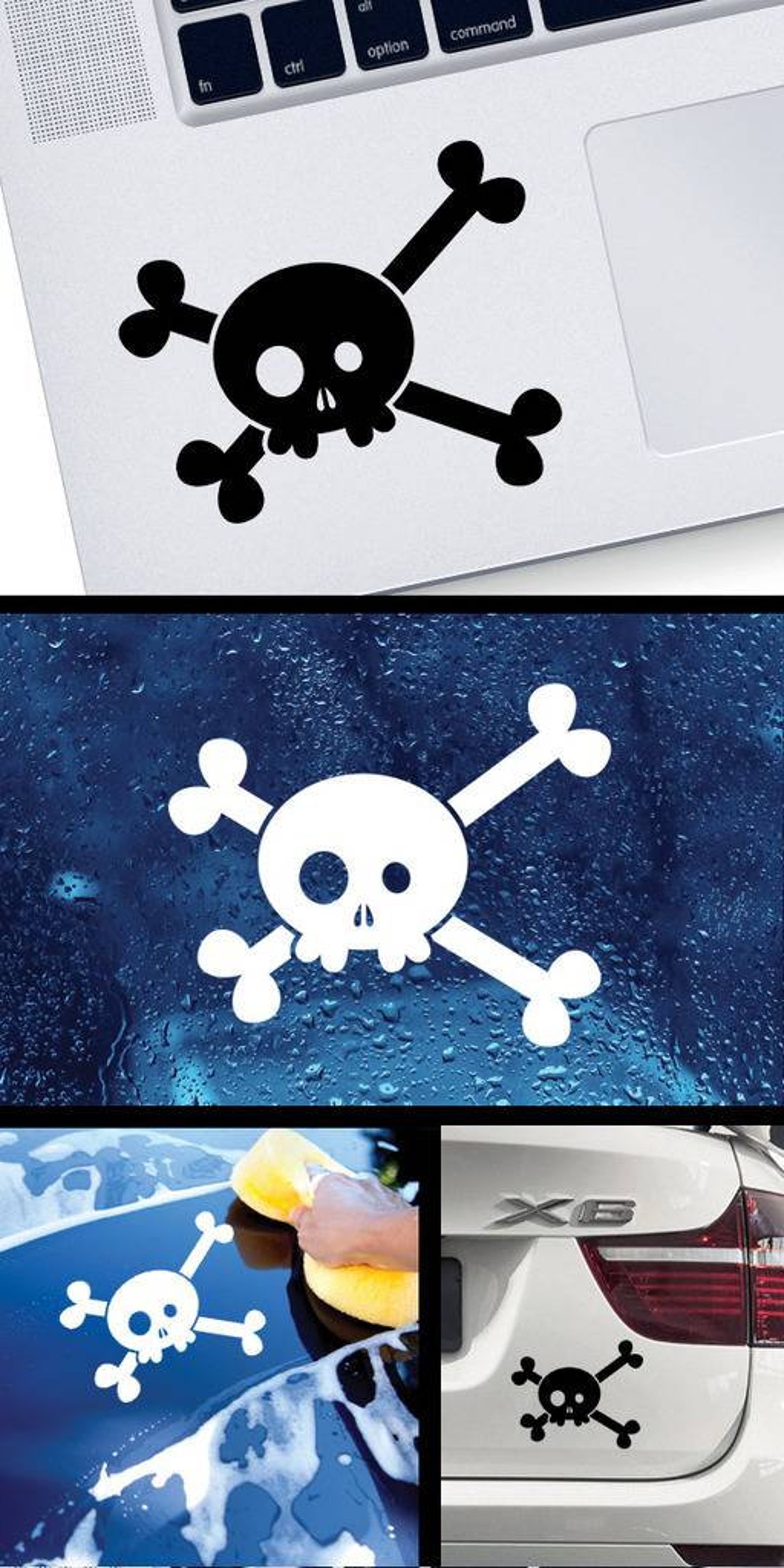 Decal Sticker Crossbone Skull Cartoon Style Decorative Top Quality ...