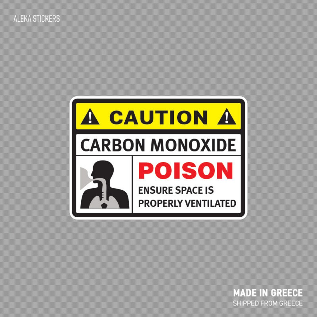 Decal Sticker Carbon Monoxide Safety Sticker: Caution Poison, Ensure ...
