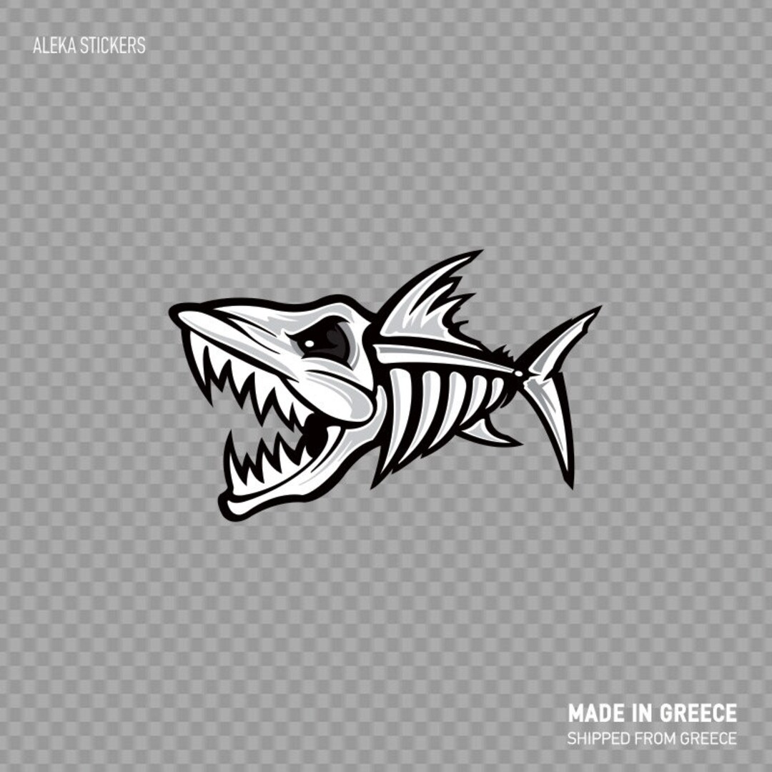 Decal Sticker Skeleton Fish Bones Fishbone Saltwater Fishing Sea Life ...