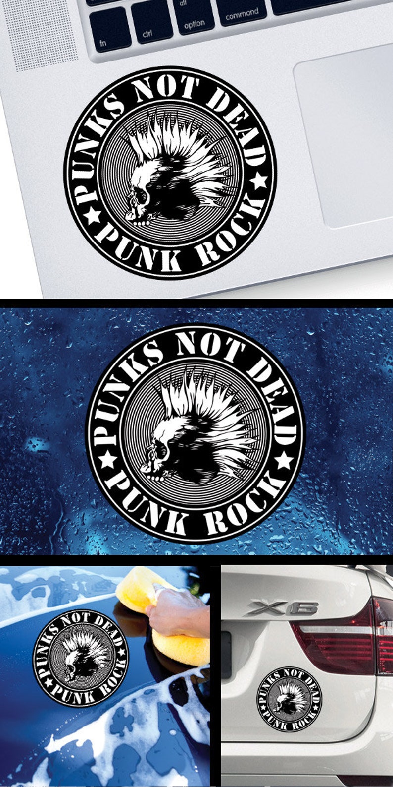 Decal Sticker Punks Not Dead Rock Music Symbol Skull Dj Top - Etsy