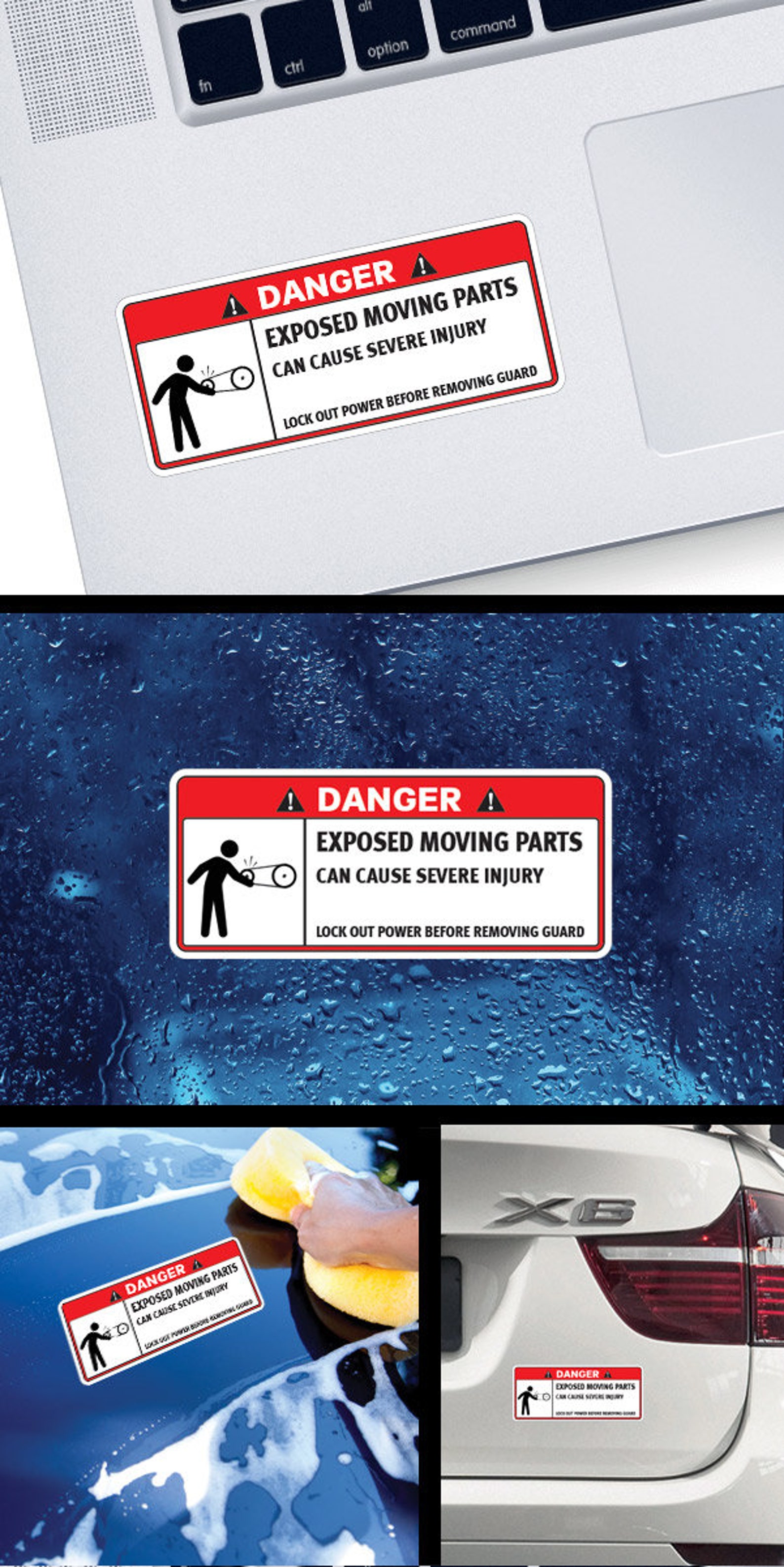 Decal Sticker Warning Exposed Moving Parts Can Cause Severe - Etsy