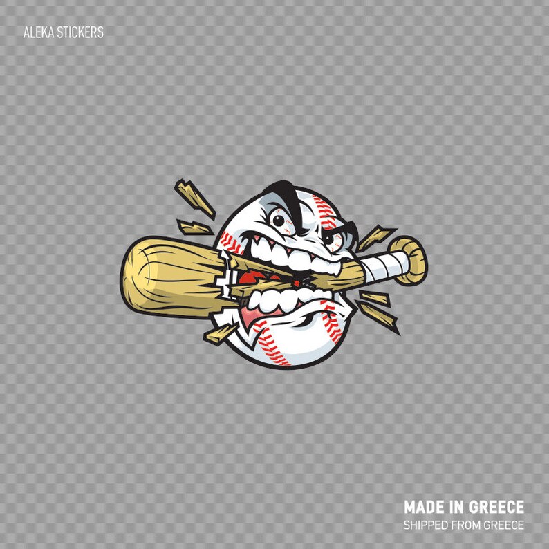 Decal Sticker Baseball Smash Baseball Bat Angry Bite Attack Sports ...