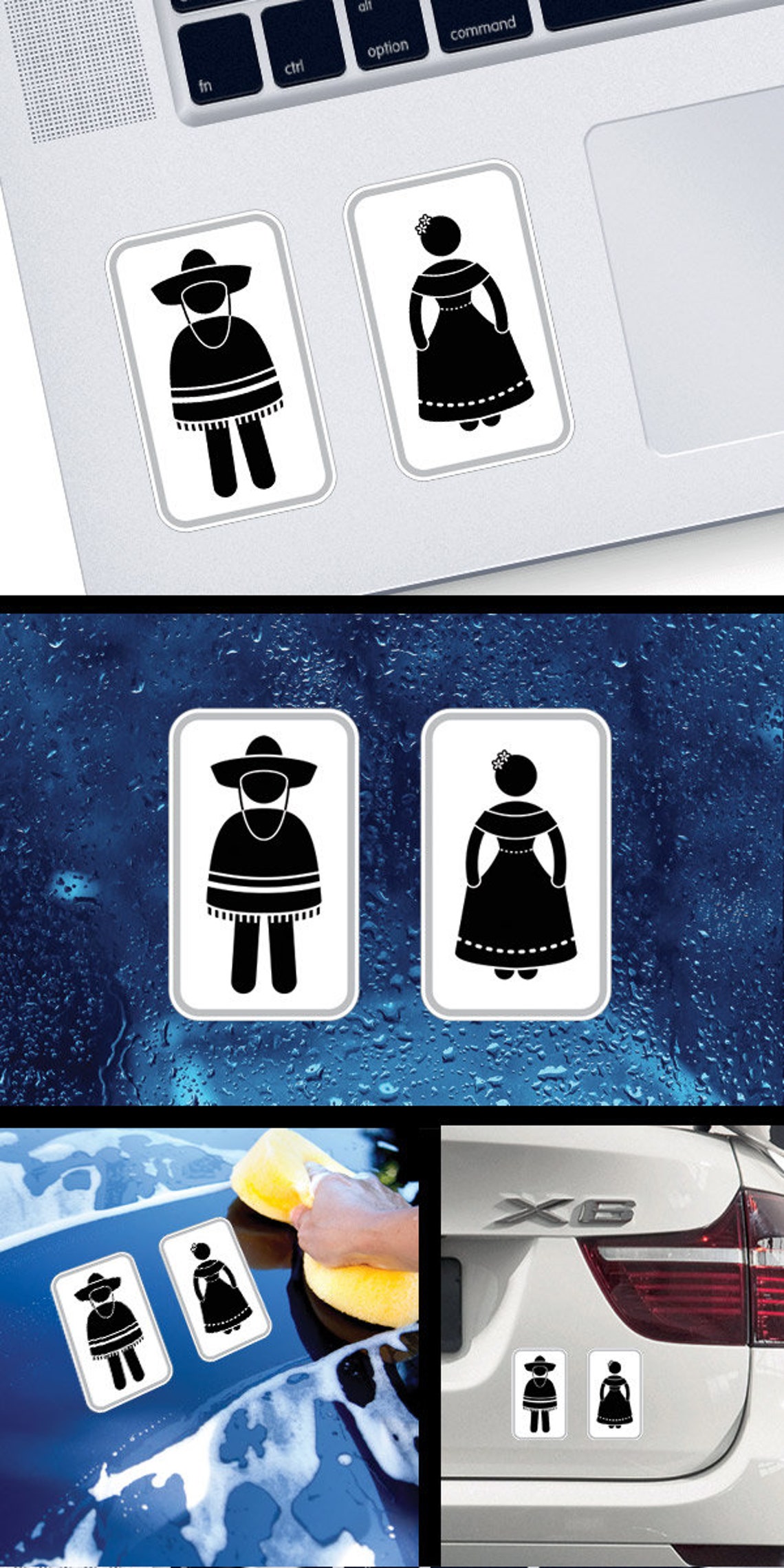 Decal Sticker Wc Restrooms Sign Mexico Man Woman Toilet Bathroom ...