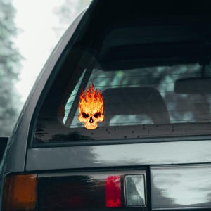 Flaming Skull Sticker - Fiery Vinyl Decal for Cars, Bikes, and Gear ...