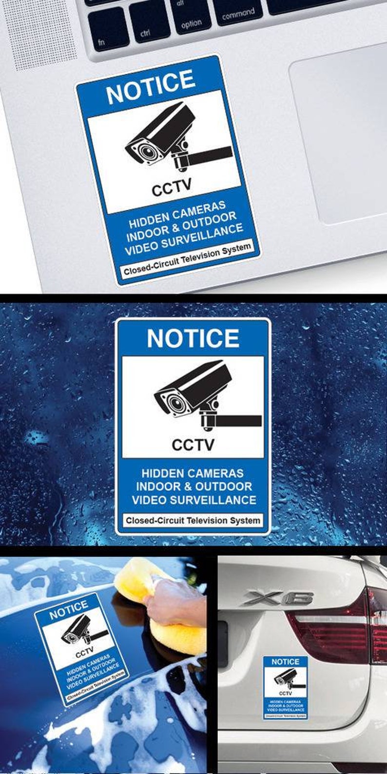 Decal Sticker Hidden Cameras, Indoor/outdoor Video Surveillance Warning ...