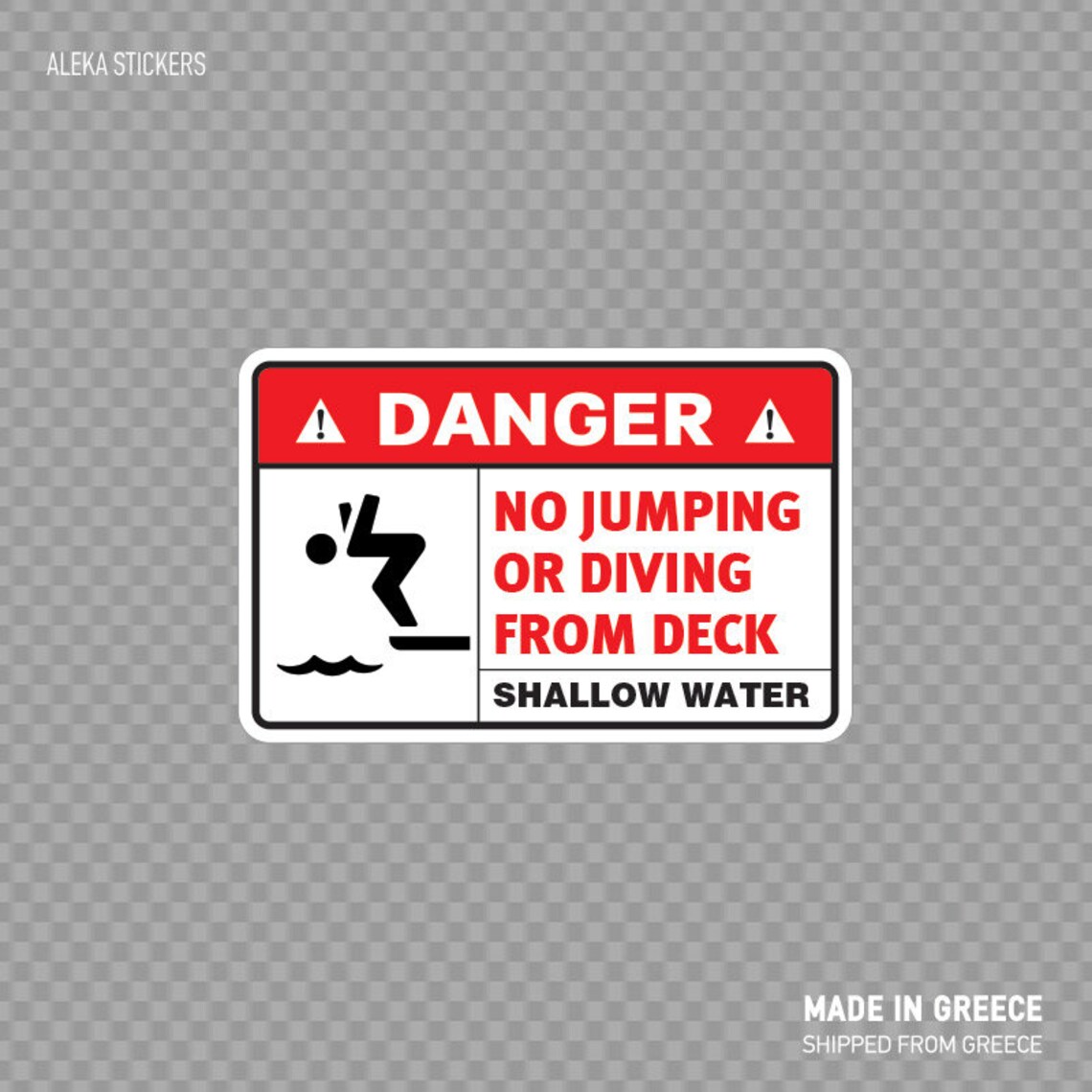 Decal Sticker No Jumping or Diving From Deck Safety Sign Sports W8235 ...