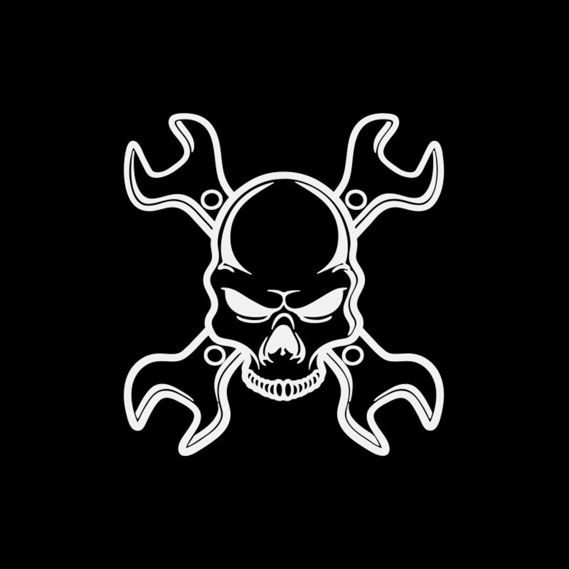 Decal Sticker Mechanic Skull Auto-moto Repair Crossbone Car Motorbike ...