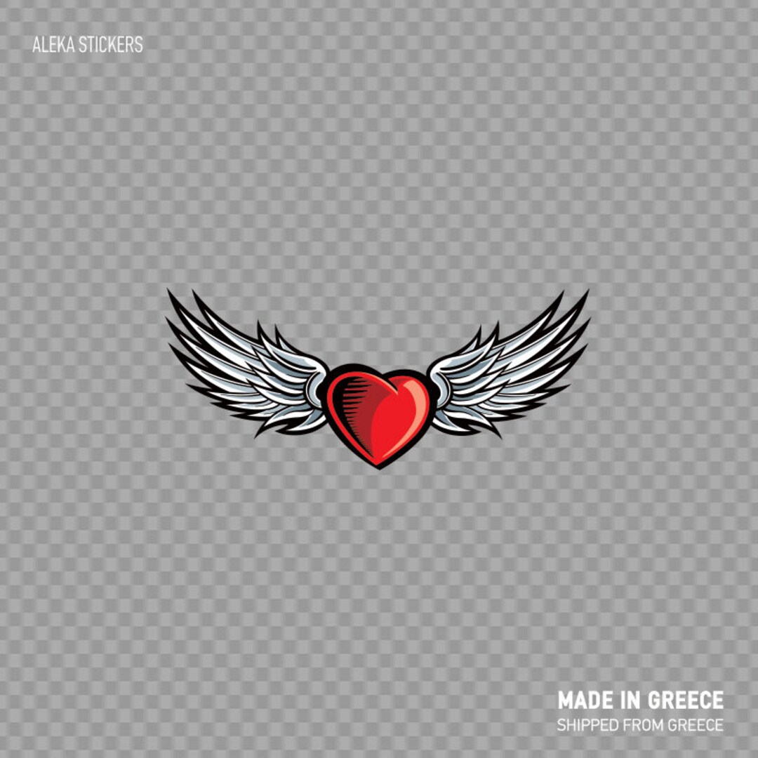 Decal Sticker Heart With Wings Freedom Decorative Happy High Quality ...