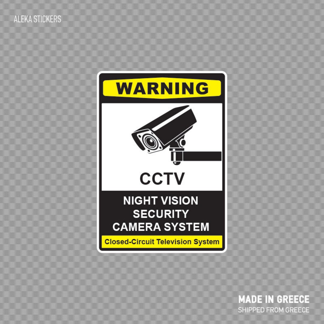 Decal Sticker Cctv Night Vision Security Camera System Security Sign ...