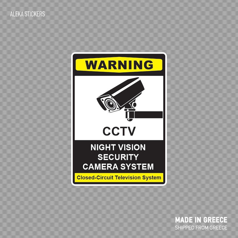 Decal Sticker Cctv Night Vision Security Camera System Security Sign ...