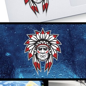 Decal Sticker Native American Chief Head With Feathers Navajo Apache ...