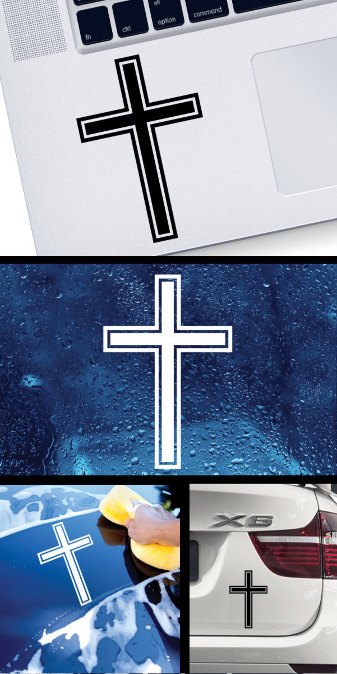 Decal Sticker Simple Cross Religion Christian Crucifixion of Jesus ...