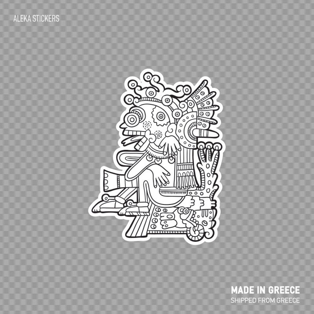 Decal Sticker Aztec Creature Traditional Art Complex Design Black and ...