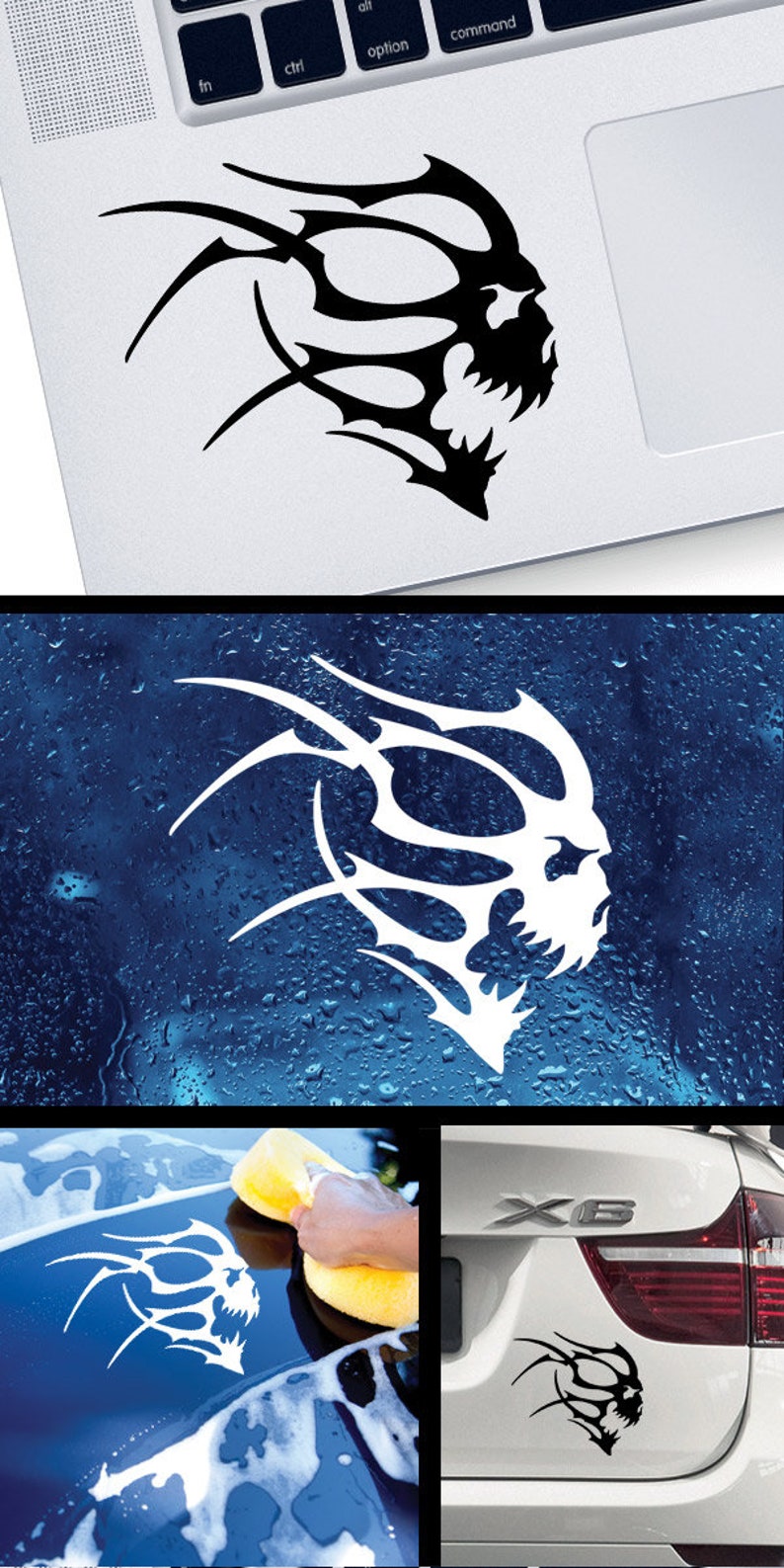 Decal Sticker Skull Flames Easy Rider ATV Car Decoration Death - Etsy