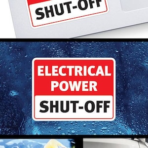 Decal Sticker Electrical Power Shut-off Electricity Safety Sign Top ...