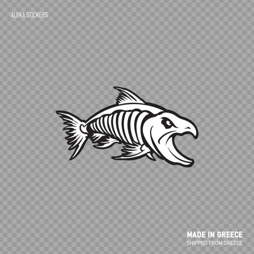 Decal Sticker Aggressive Salmon Fish Skeleton Bone Boat Bait the Hook ...