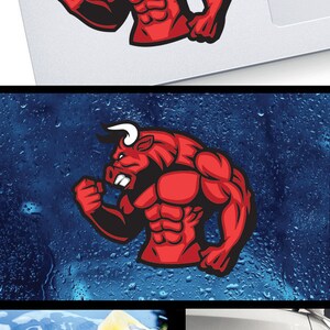 Decal Sticker Gym Bull Bodybuilder Muscle Red Brutal Aggressive Vivid ...