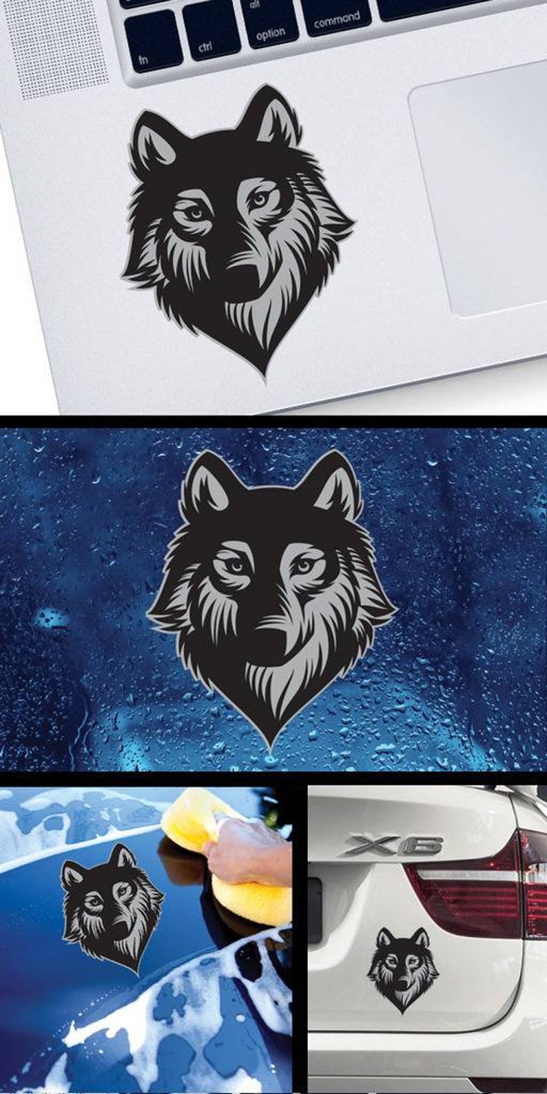 Decal Sticker Gray Wolf Head Aggressive Hungry Fear Death Terror ...
