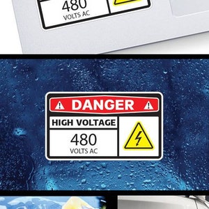 Decal Sticker Danger High Voltage 480 Volts Ac Electricity Safety Sign ...