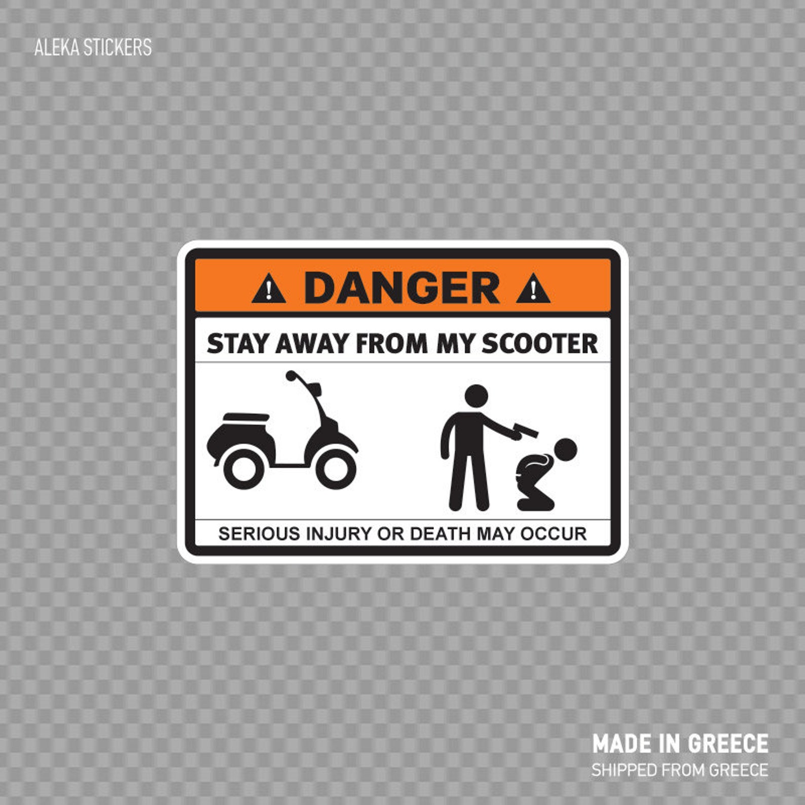 Decal Sticker Danger Stay Away From My Scooter Adventure Biking Funny ...