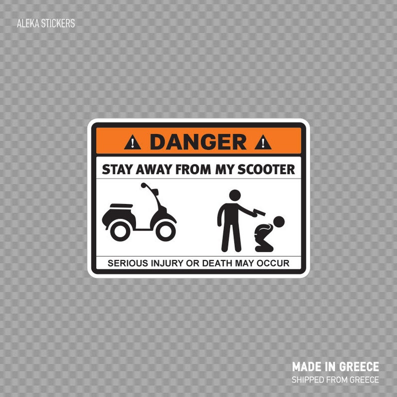 Decal Sticker Danger Stay Away From My Scooter Adventure Biking Funny ...