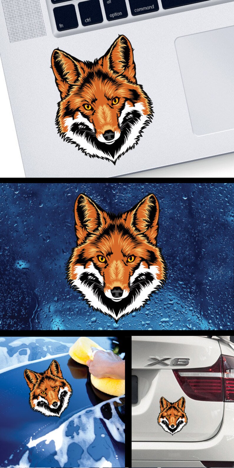 Decal Sticker Fox Head Illustration X3983 - Etsy