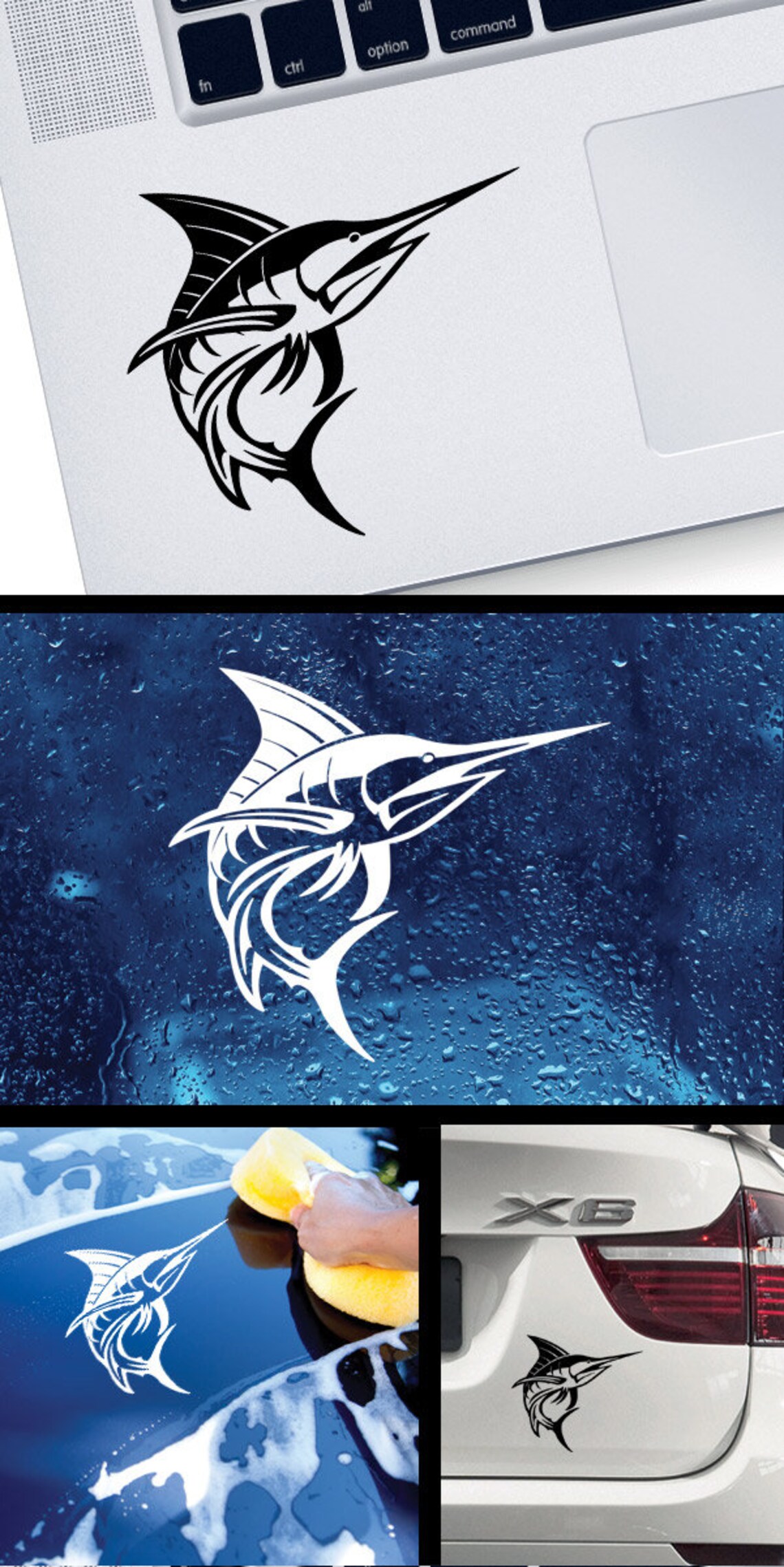Decal Sticker Marlin Fishing Boat Decoration Bait the Hook - Etsy