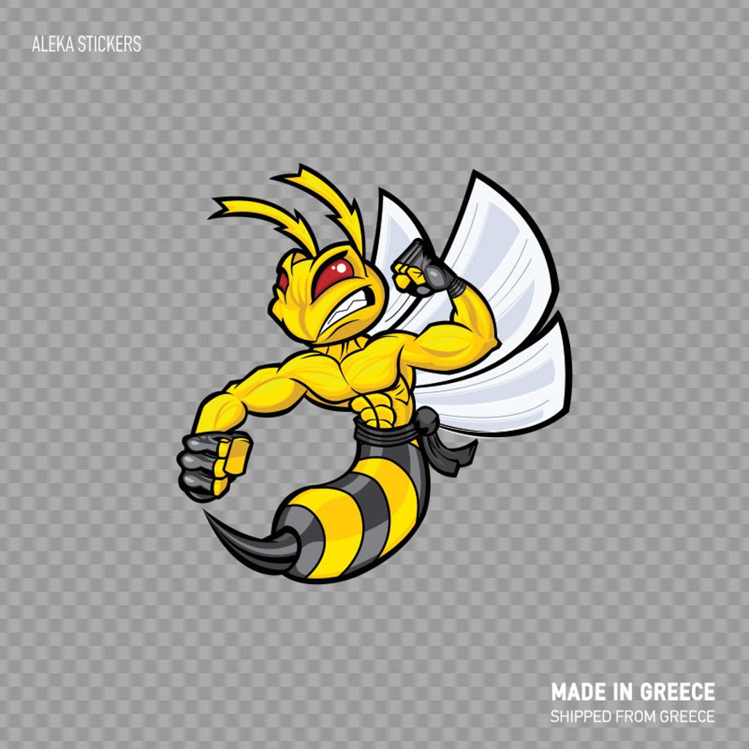 Decal Sticker Bee, Hornet, Wasp, Vespa Fighter Aggressive Cartoon Honey ...