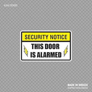 Decal Sticker Security Notice This Door is Alarmed Security Sign Top ...