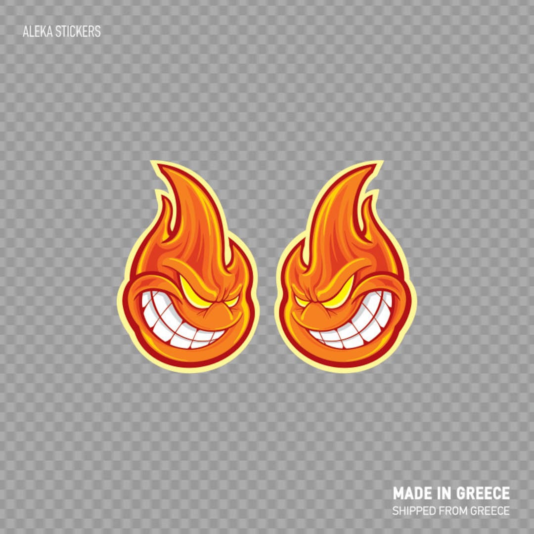 Decal Sticker Pair of Evil Flaming Faces Car Easy Rider Flamed Fire ...