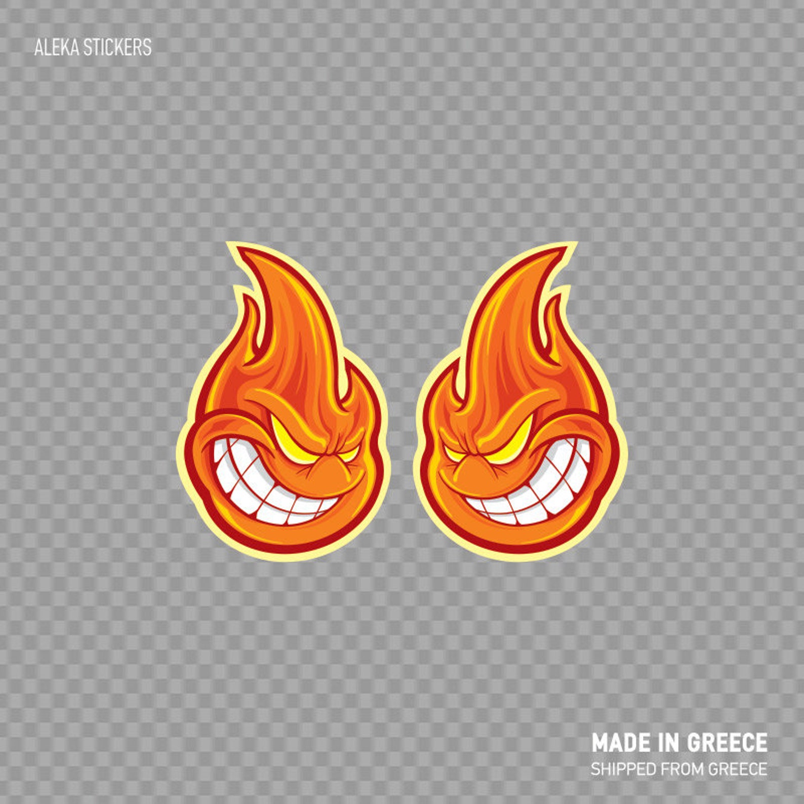 Decal Sticker Pair of Evil Flaming Faces Car Easy Rider Flamed Fire ...