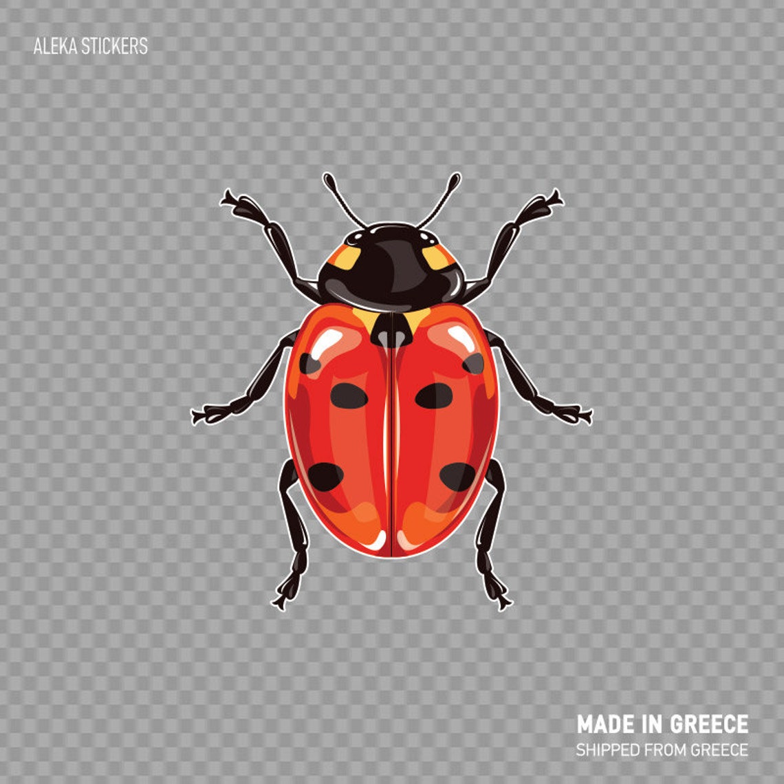 Decal Sticker Ladybug Cartoon Illustration Vivid Colors Red | Etsy