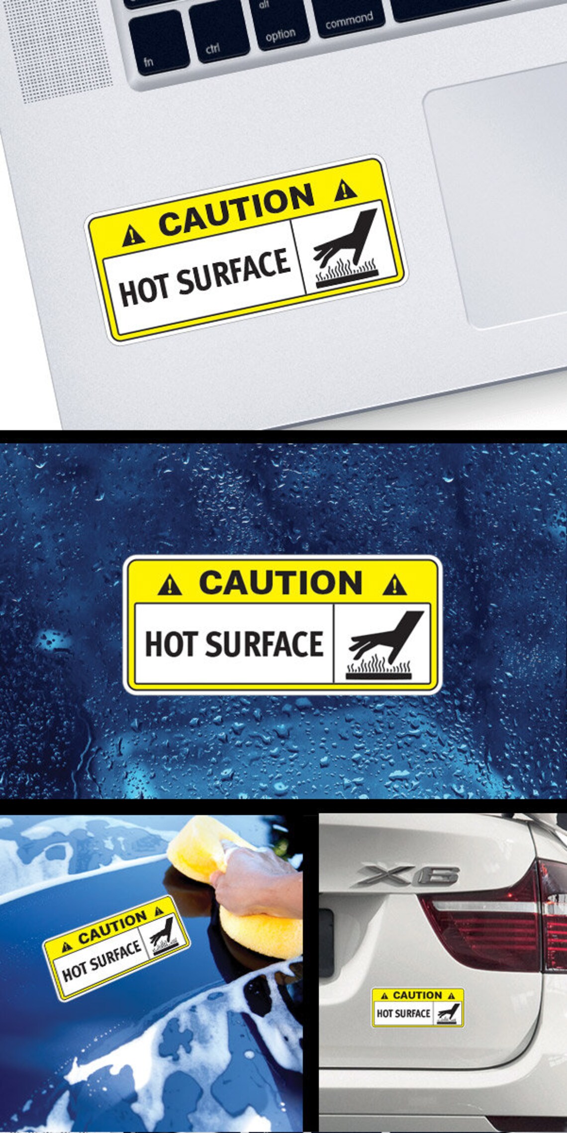 Decal Sticker Caution Hot Surface Safety Sign Top Quality Vinyl X4324 ...